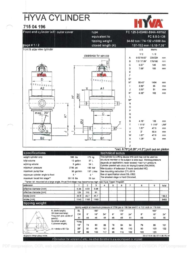 Hydraulic Cylinder PT 1 CV01 | PDF | Truck | Pump
