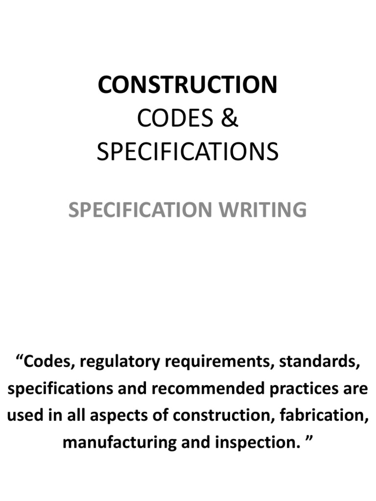 Construction Codes and Specifications Guide | PDF | Specification ...