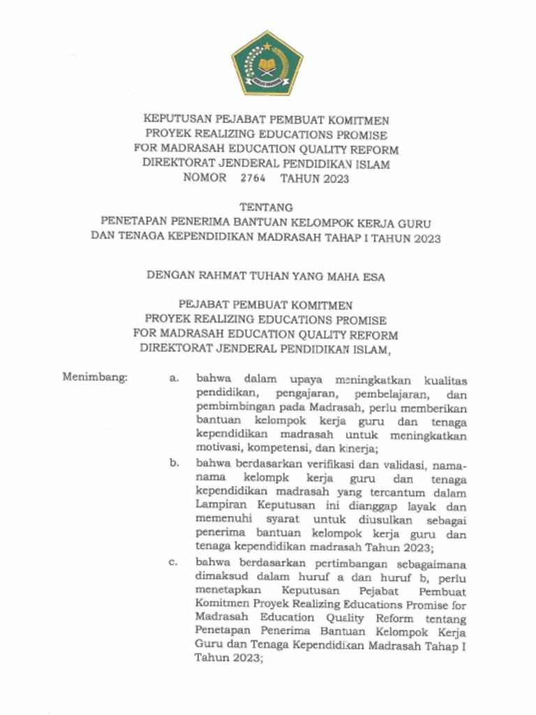 SK Bantuan Pokja 2023 | PDF