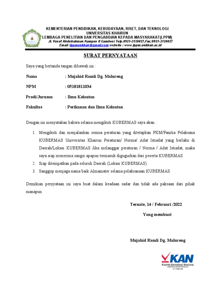 Contoh Surat Persyaratan | PDF