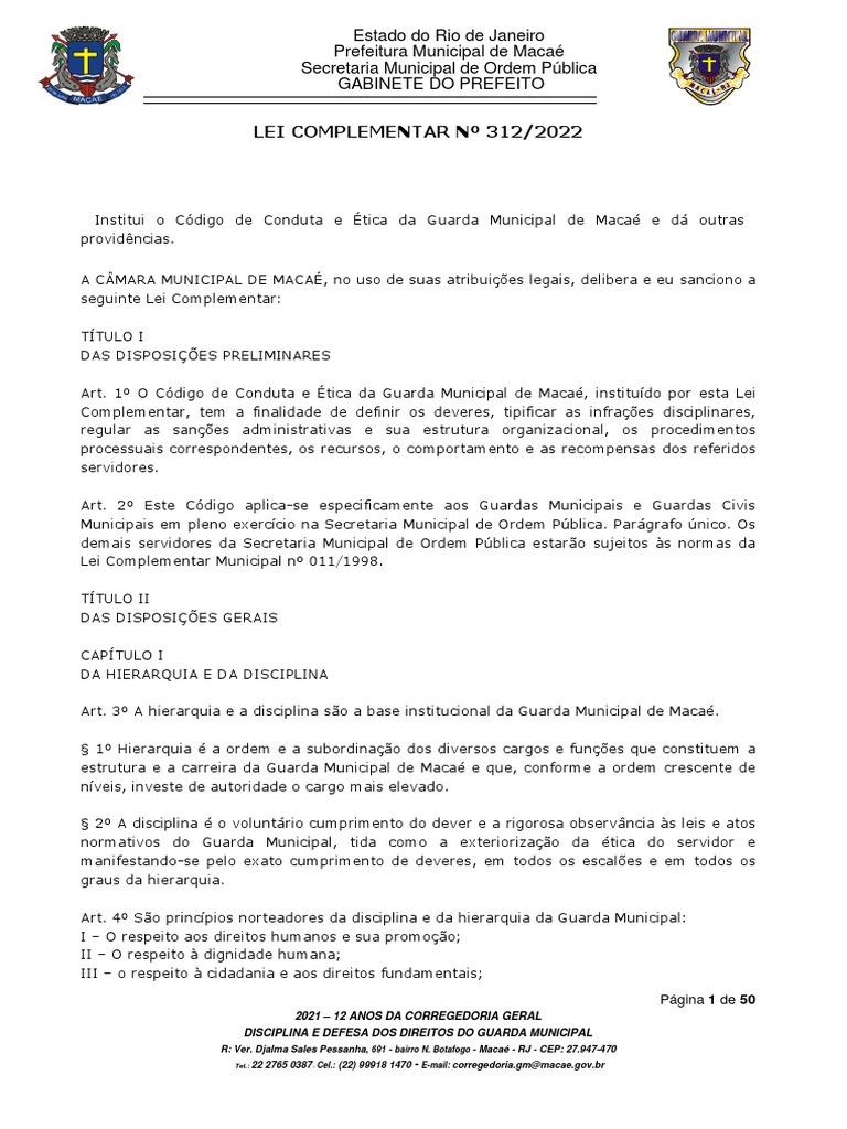 Lei Complementar Nº 312-2022 | PDF