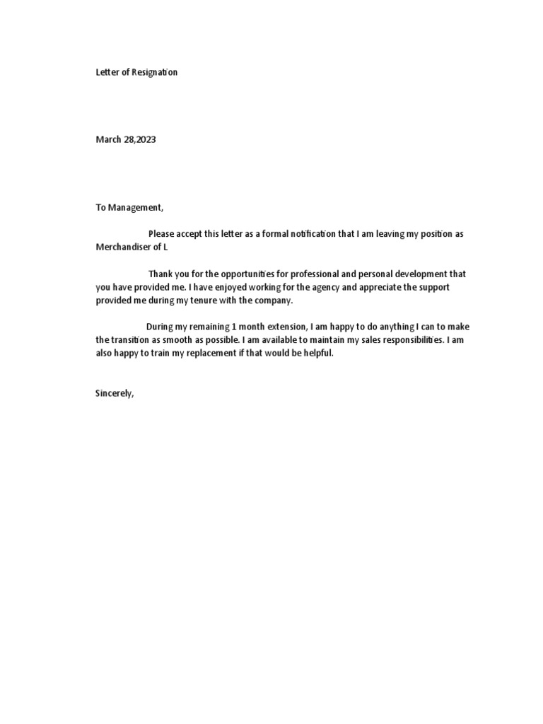Resignation Letter | PDF