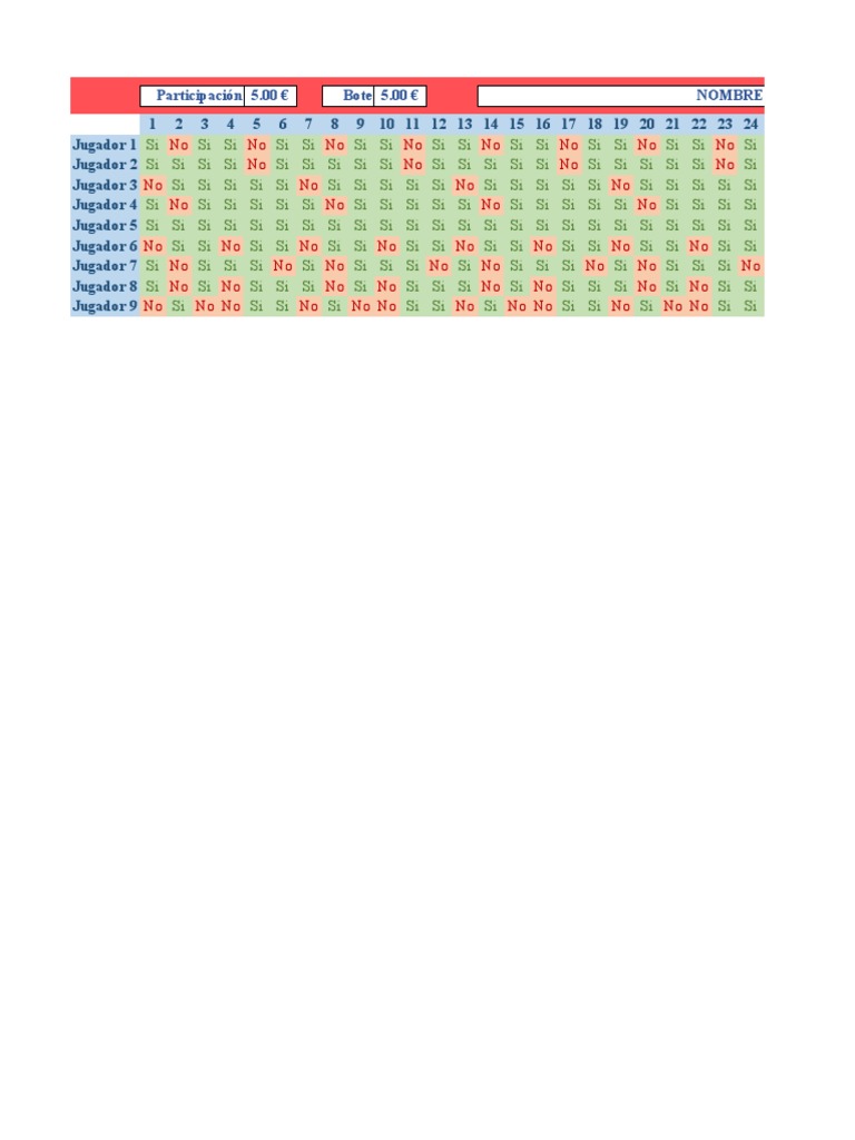 Plantilla Excel Quiniela Gratis | PDF | Ajedrez