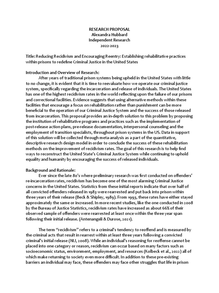Research Proposal | PDF | Recidivism | Prison