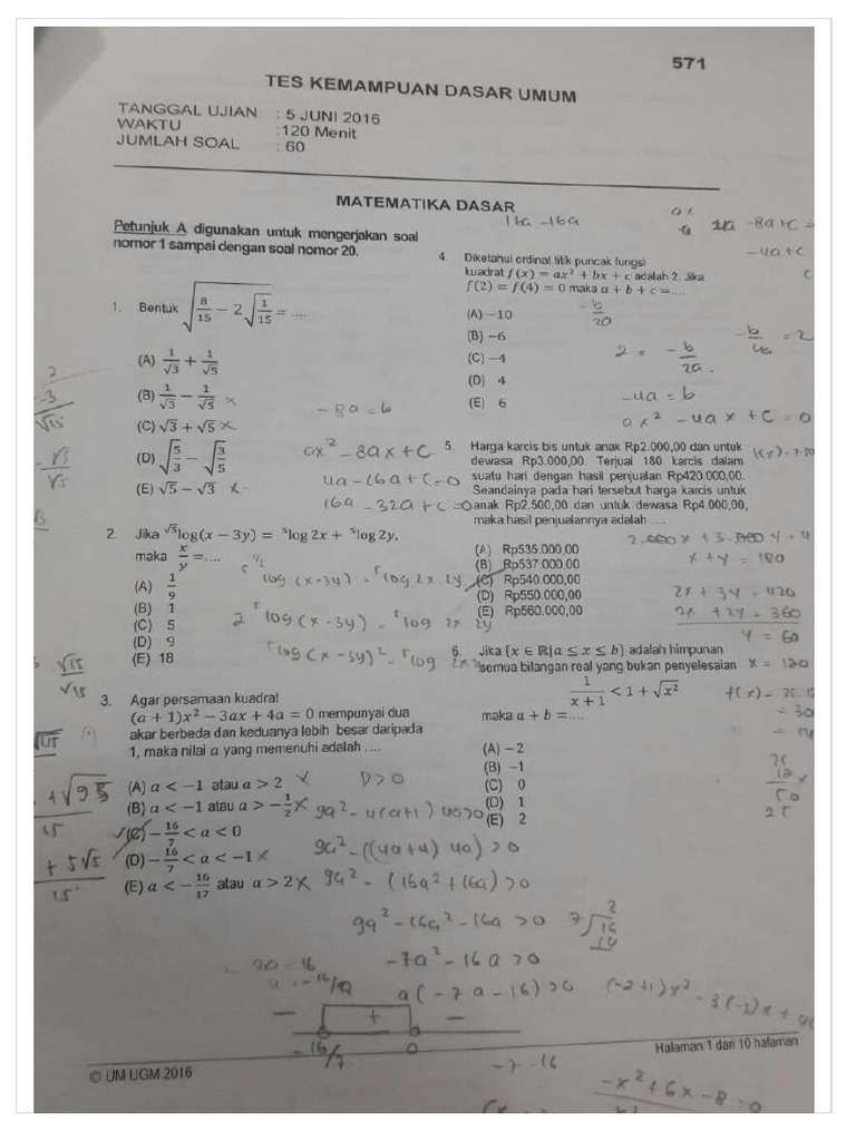 UM UGM 2016 TKDU - Kode 571 Asli [www.defantri.com] | PDF