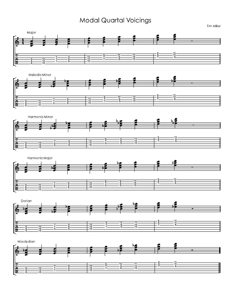 Modal Quartal Voicings in Position Chart | PDF
