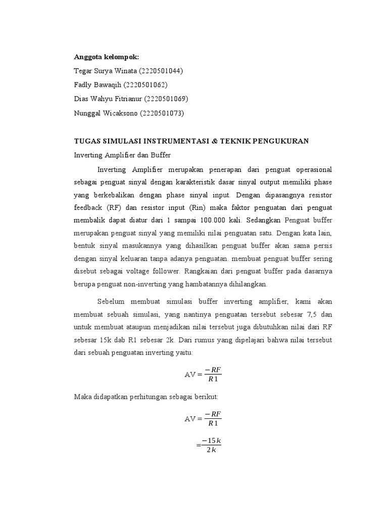 Simulasi Inverting Amplifier dan Buffer | PDF