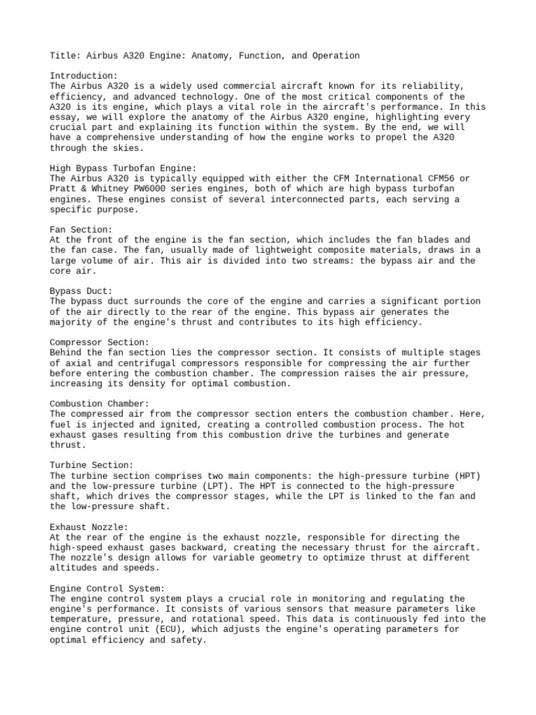 Title Airbus A320 Engine Anatomy, F | PDF | Engines | Propulsion