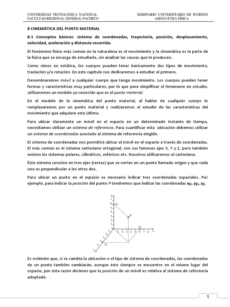 Cinemática del Punto Material en Física | PDF | Aceleración | Velocidad