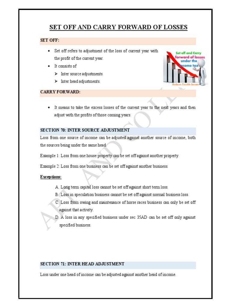 Set Off and Carry Forward of Losses Under Income Tax Act 1961 | PDF ...