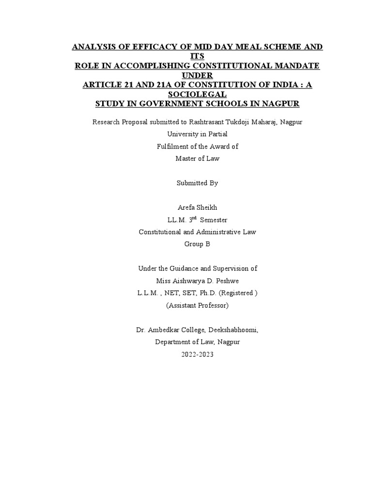 Mid Day Meal Scheme Impact in Nagpur | PDF | Healthy Diet | Obesity