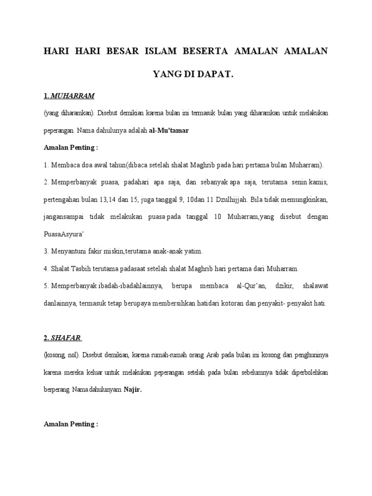 Hari Hari Besar Islam | PDF