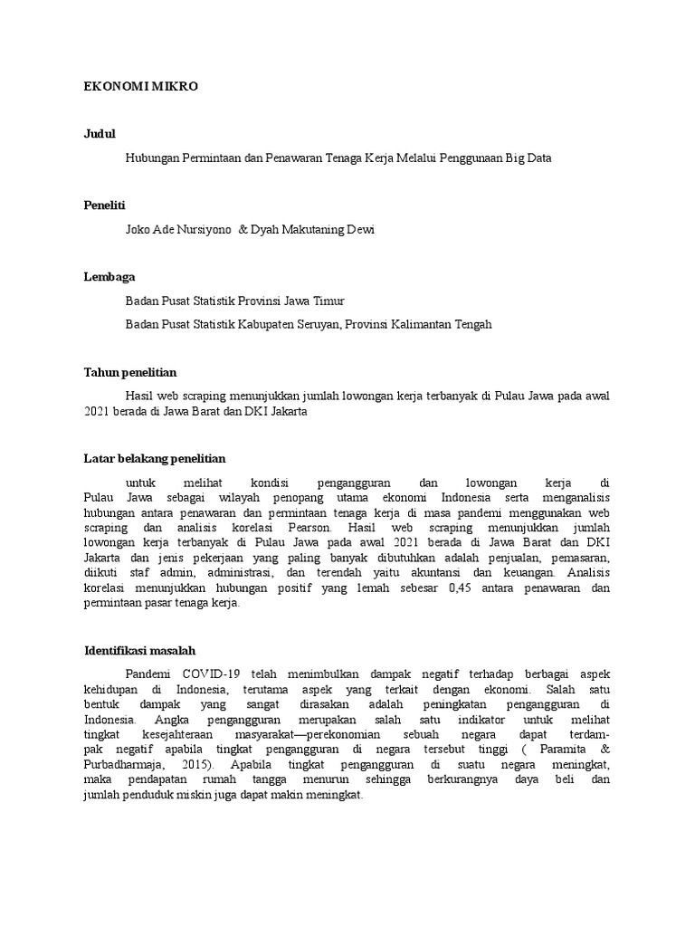 Tugas Jurnal Ekonomi Mikro - Pertemuan 1 | PDF