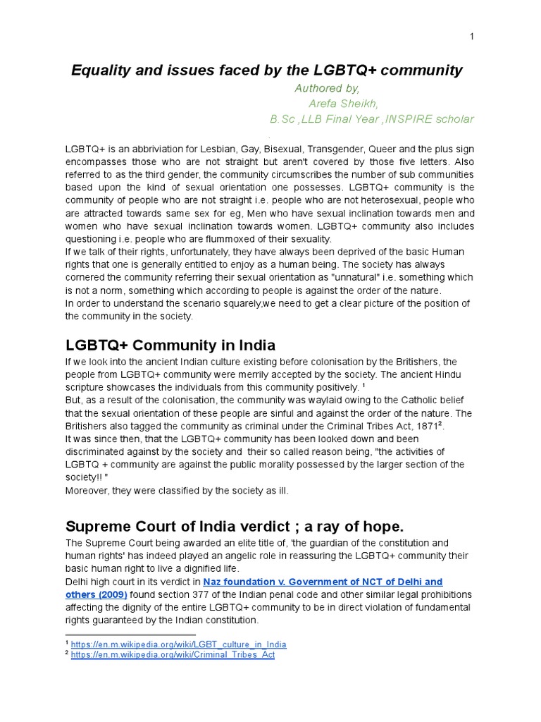 Equality and Issues Faced by The LGBTQ - Community | PDF | Sexual ...