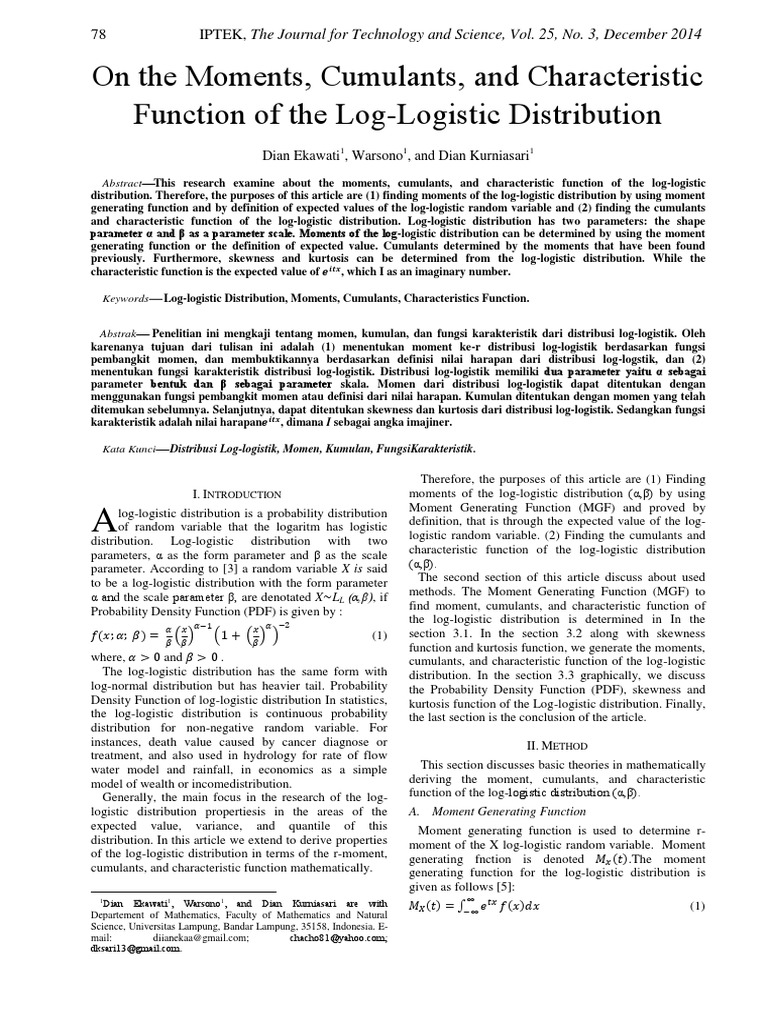 23 On The Moments, Cumulants, and Characteristic Function of The Log ...