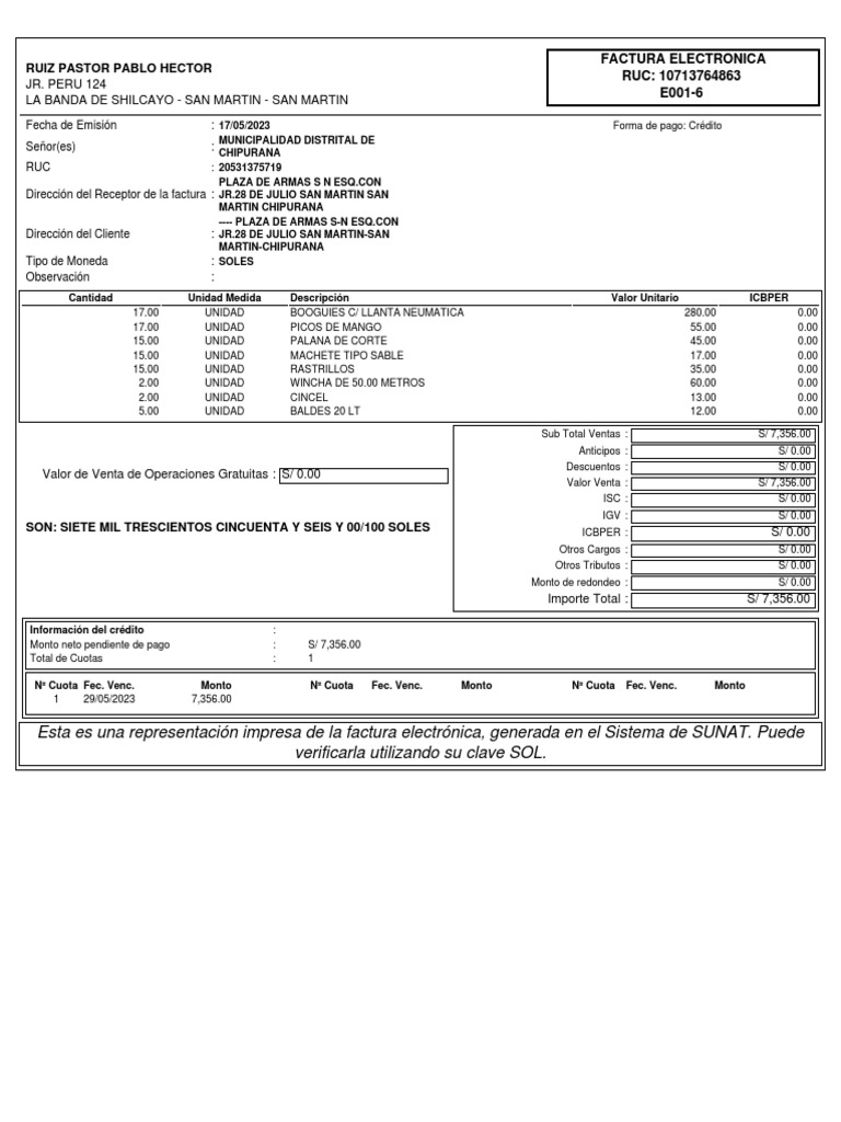 Factura de Herramientas | PDF | Tecnología bancaria | Pagos
