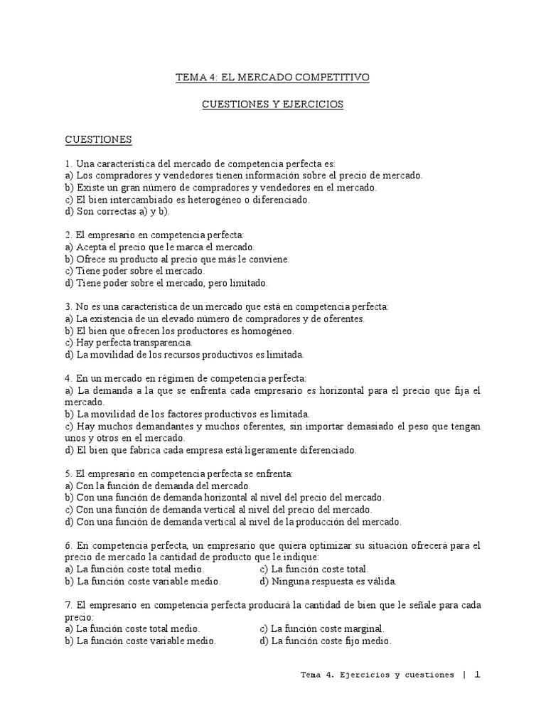Tema 4. Cuestiones y Ejercicios Alumnos. | PDF