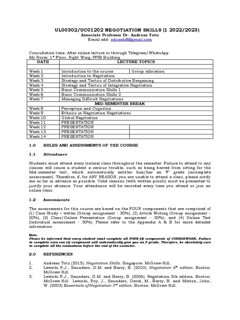 Negotiation Skills Sem 1 | PDF | Negotiation | Communication