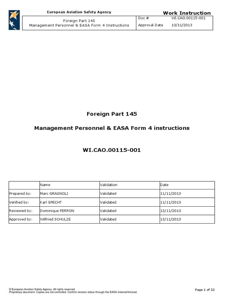 EASA Form 4 Instructions for Foreign Part 145 | PDF | Federal Aviation ...