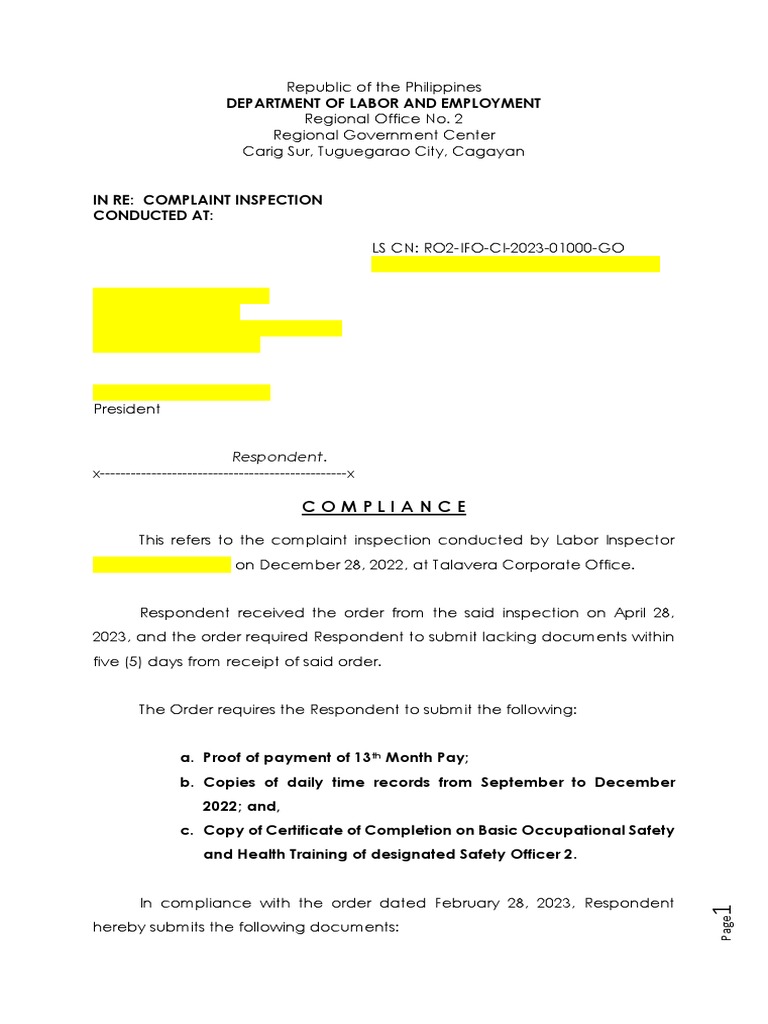 Dole Compliance Submission Request | PDF | Business | Labor