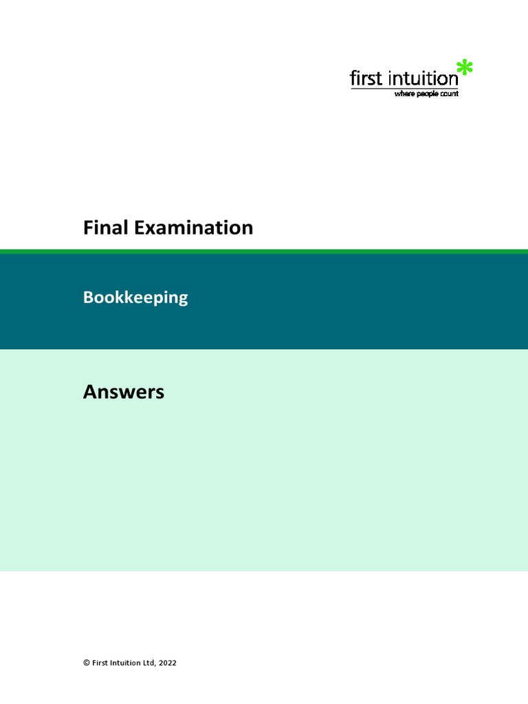 Bookkeeping Final Exam Answers Guide | PDF | Debits And Credits ...