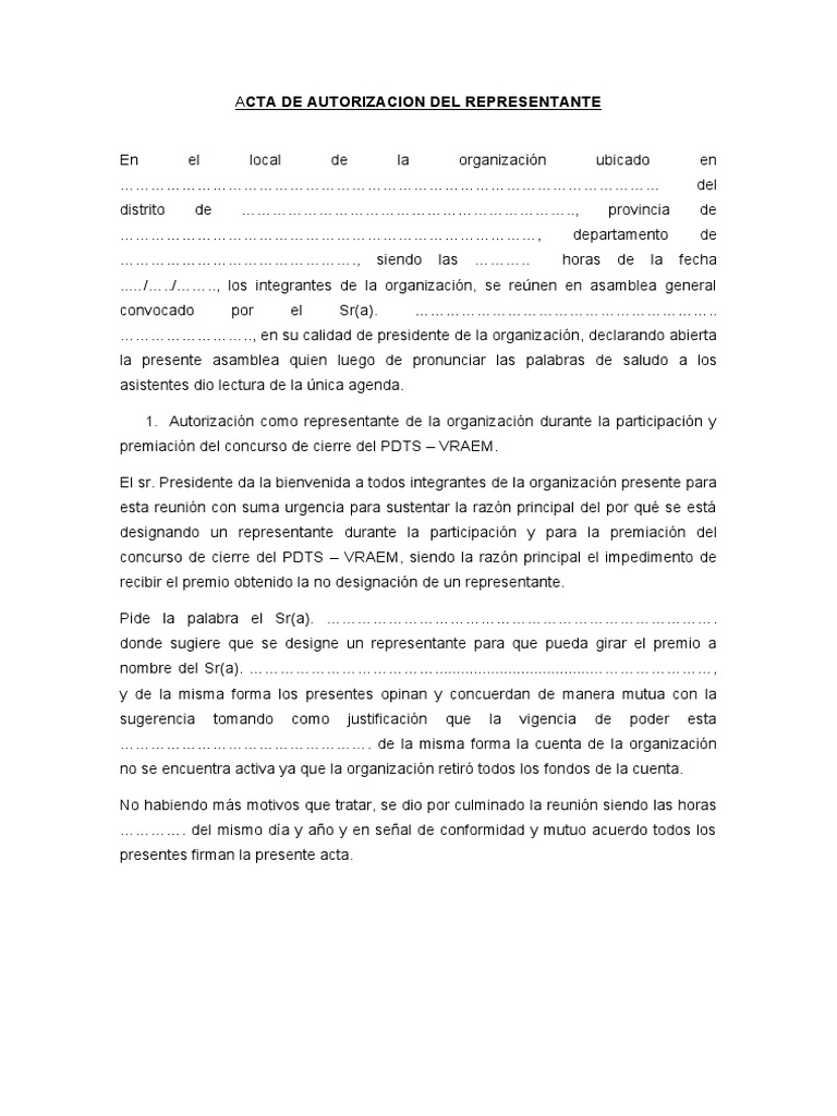 ACTA DE Autorizacion | PDF