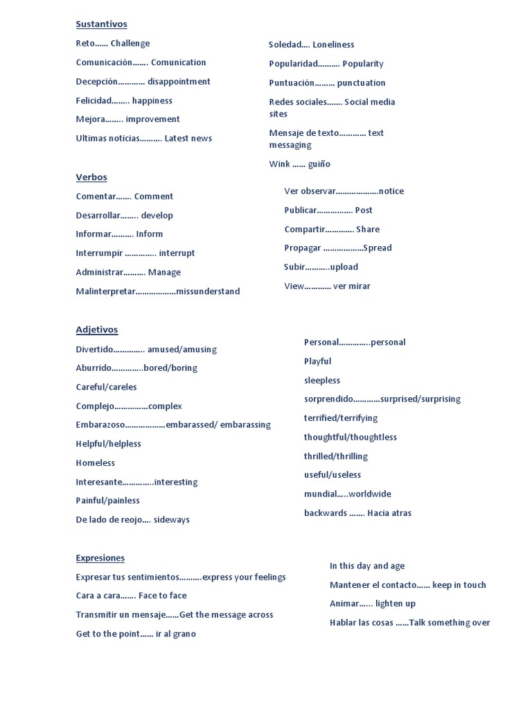 Vocabulario de Enfermedades en Inglés | PDF | Unidades Semánticas ...
