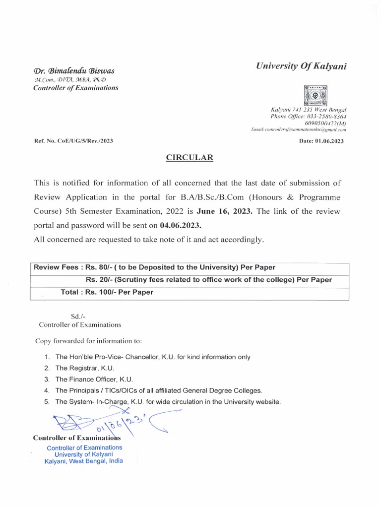 U.G. Review Circular | PDF