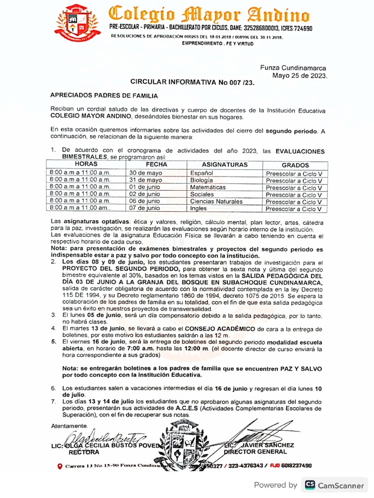 CIRCULAR INFORMATIVA No. 007 2023. | PDF