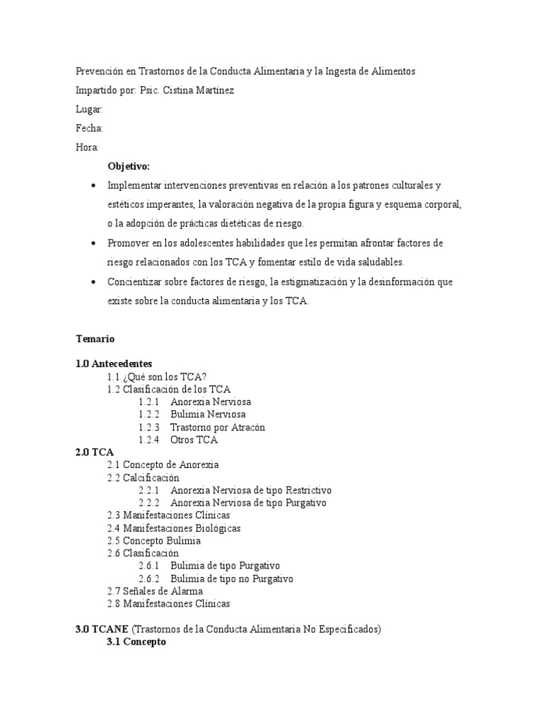 Prevención TCA, HAES | PDF