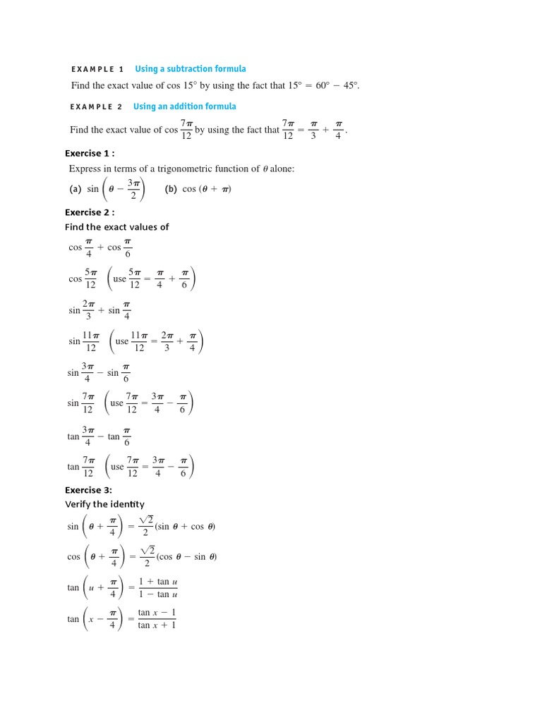 1M Exos Addition Trigo | PDF