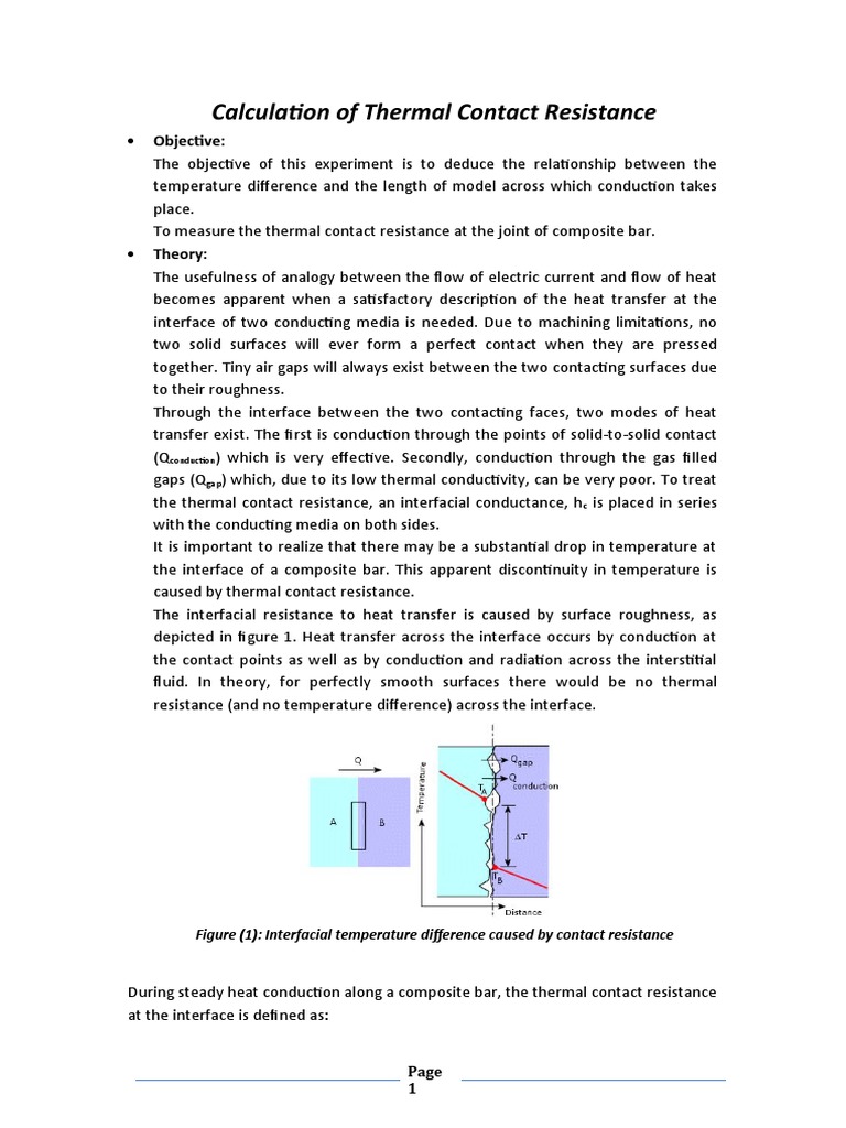 Thermal Contact Resistance Calculation | PDF | Thermal Conduction ...