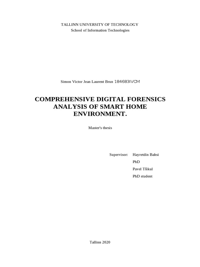 Comprehensive Digital Forensics Analysis of Smart Home Environment | PDF | Internet Of Things ...