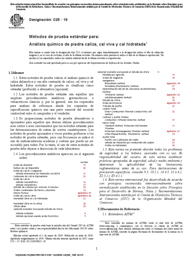Astm c25-19 Español | PDF | Ácido | Ácido sulfúrico