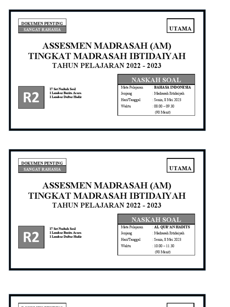 Amplop Map Naskah Soal Ruang 2 | PDF