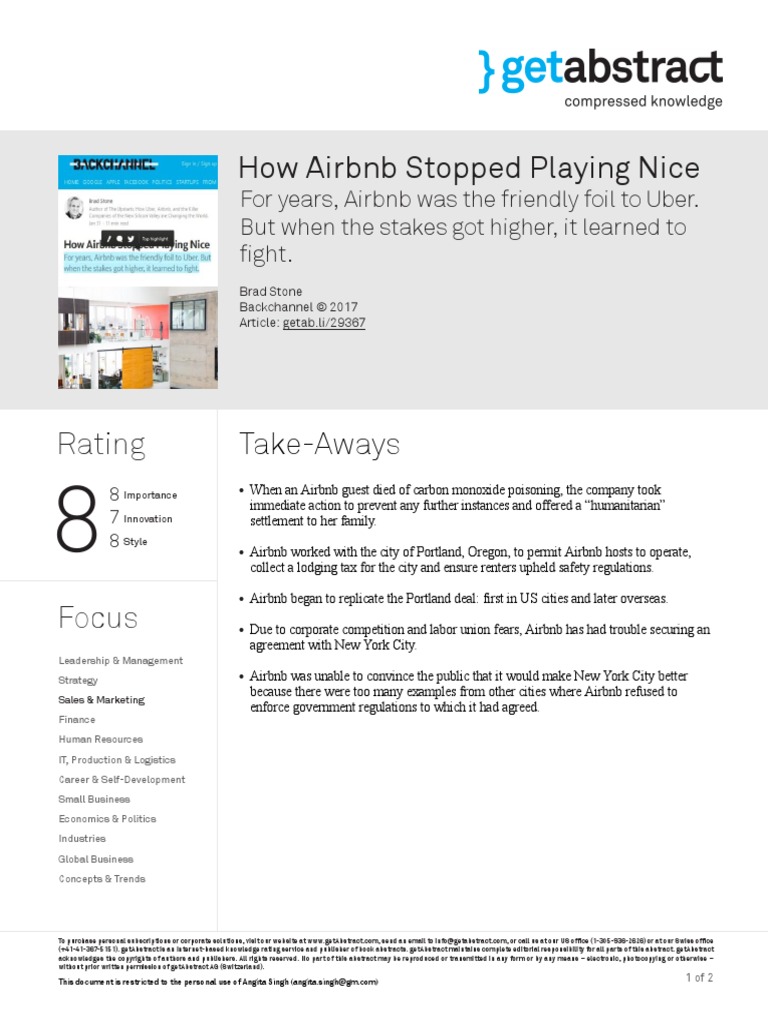 How Airbnb Stopped Playing Nice Stone en 29367 | PDF | Airbnb | Taxes