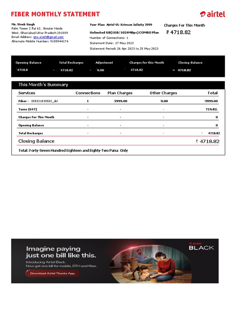Fiber Monthly Statement: This Month's Summary | PDF