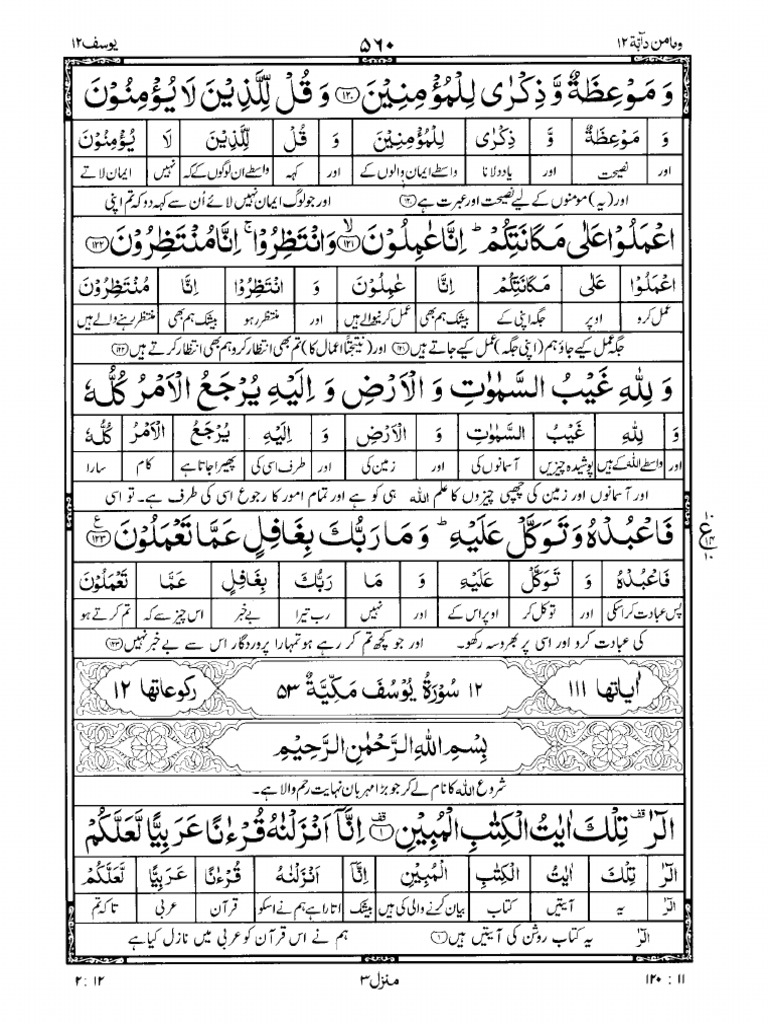 Surah 12 Yusuf Urdu Tarjuma | PDF