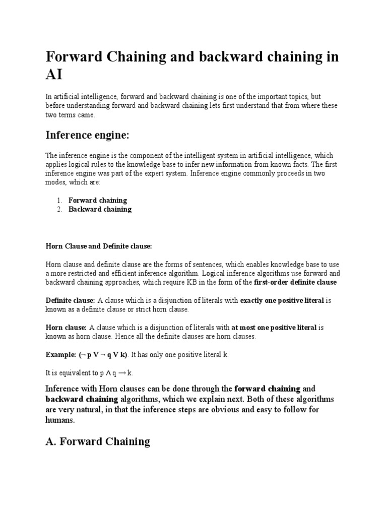 Forward Chaining and Backward Chaining in AI | PDF | Inference | Teaching Mathematics