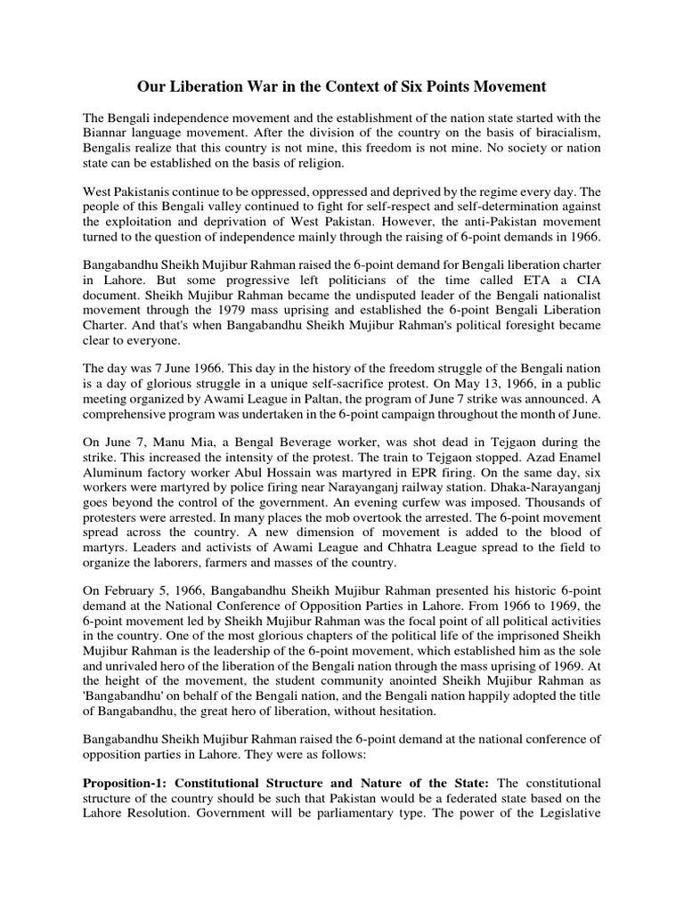 Six Points Movement | PDF | Bangladesh | Taxes