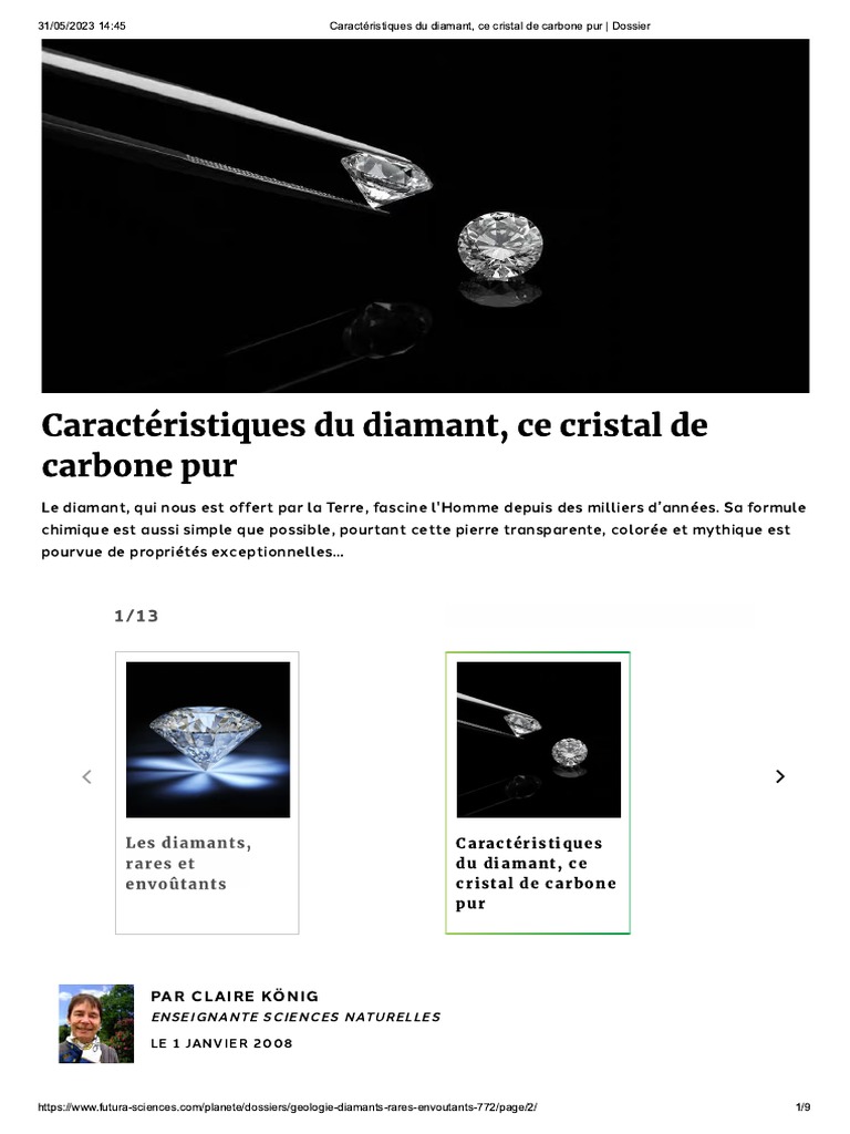 Caractéristiques Du Diamant, Ce Cristal de Carbone Pur - Dossier | PDF