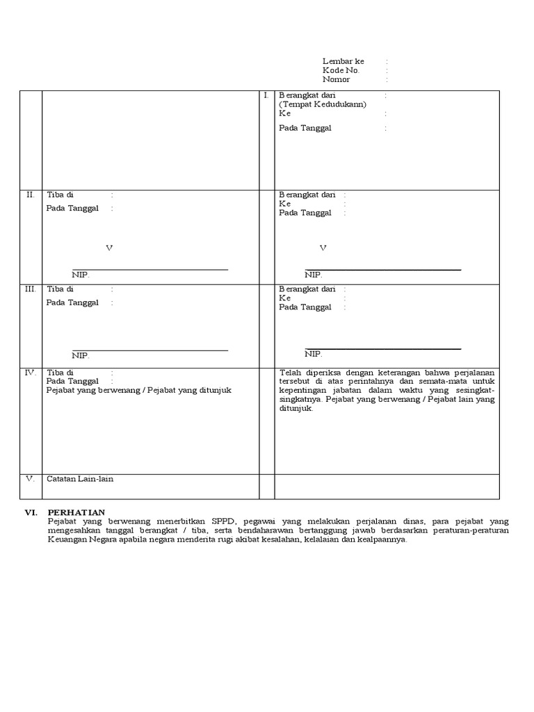 2022 Blanko SPPD Perdin Kertas A4 | PDF