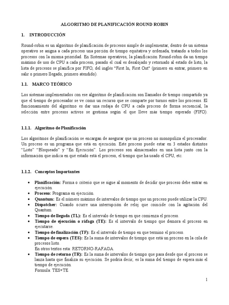 Teoría Round Robin | PDF | Programación de computadoras | Ingeniería de ...