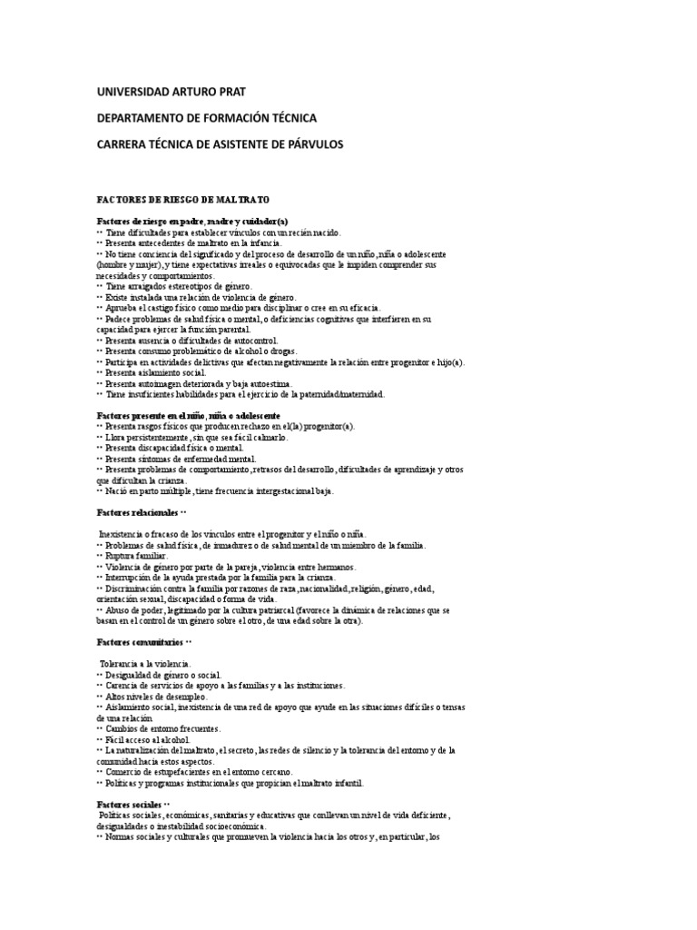 Factores de Riesgfactores de Riesgo | PDF | Abuso infantil | Causas de la muerte