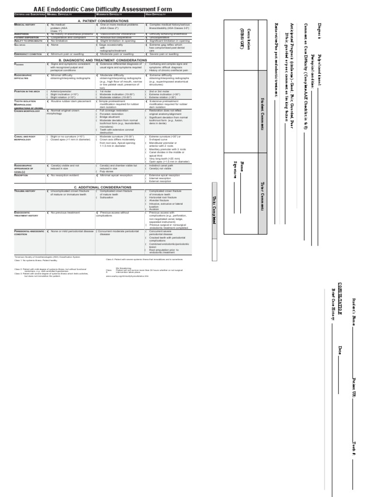 Endo Logbook Forms | PDF | Medical Diagnosis | Periodontology