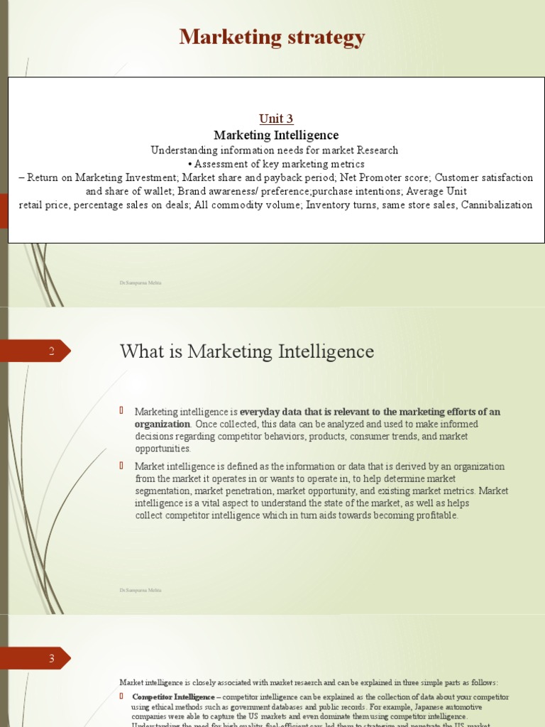 Unit 3.marketing Intelliegnce | PDF | Marketing | Marketing Research