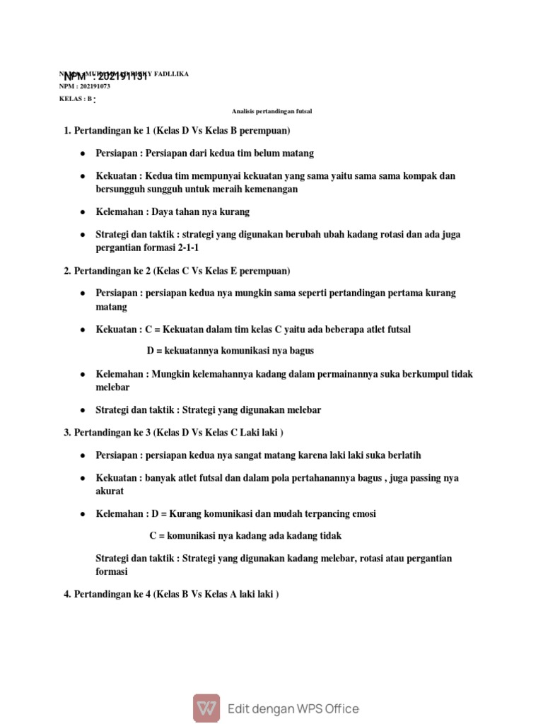 Analisis Pertandingan Futsal | PDF | Karier & Perkembangan | Olahraga & Rekreasi