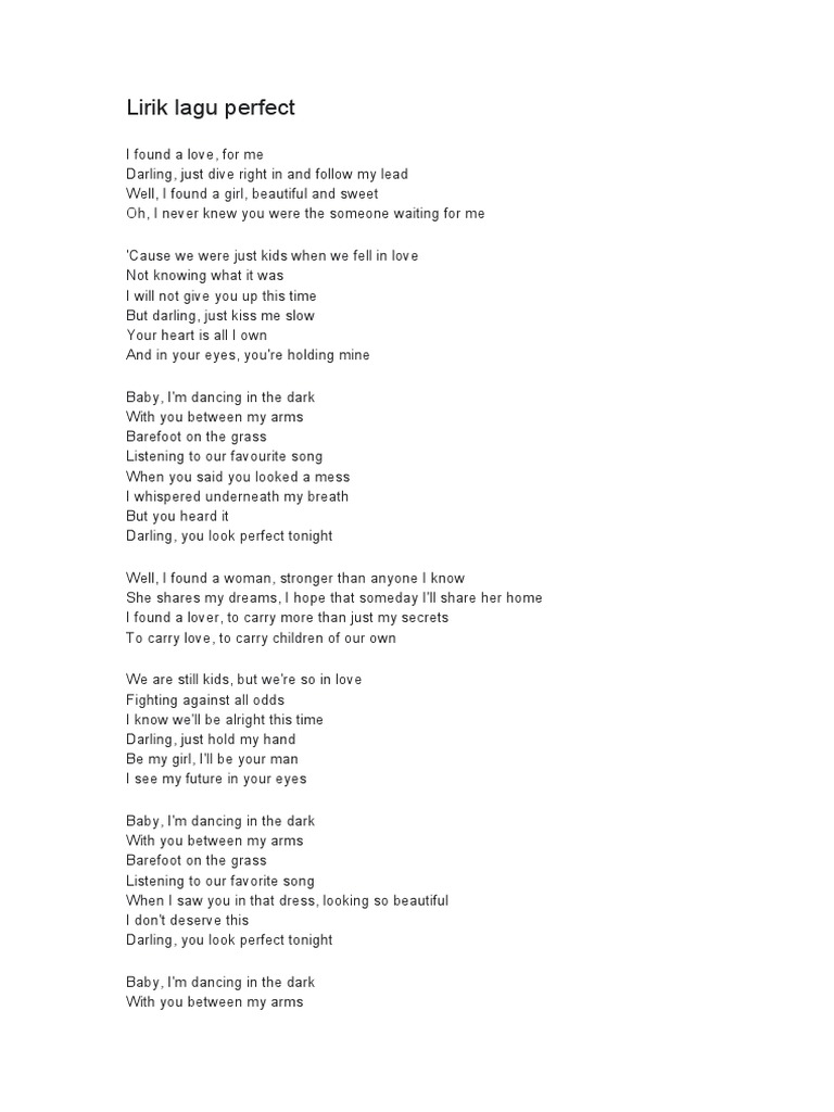 Lirik Lagu Perfect | PDF