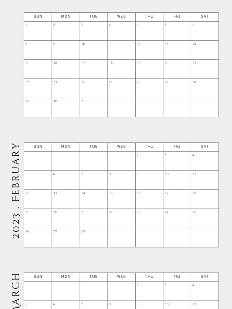 Gray Simple Minimalist Planner 2023 Calendar | PDF