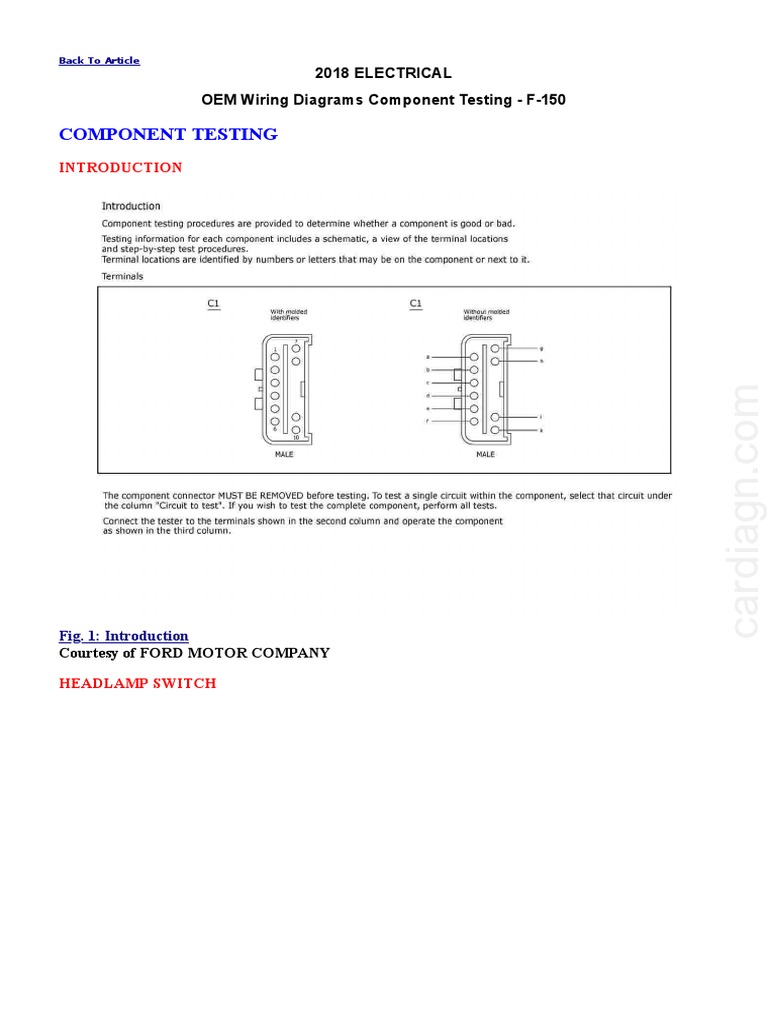 OEM Wiring Diagrams Component Testing | PDF | Ford F Series | Relay